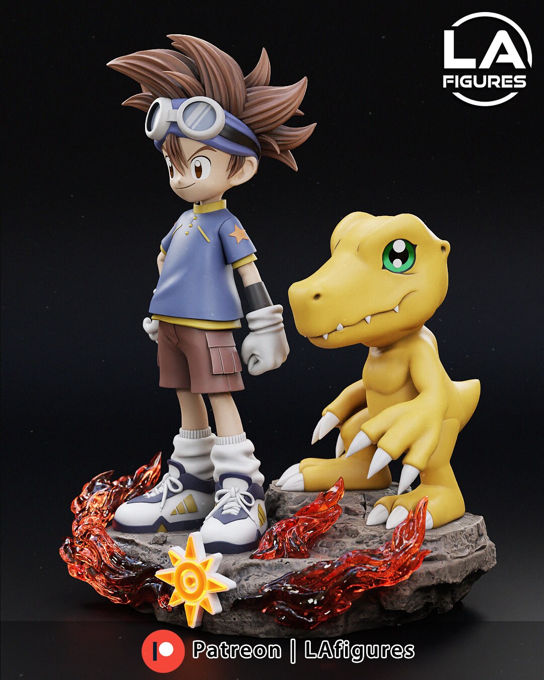 Tai and Agumon(digimon) Statue - 190mm - 3D Print Fan Art - Etsy UK