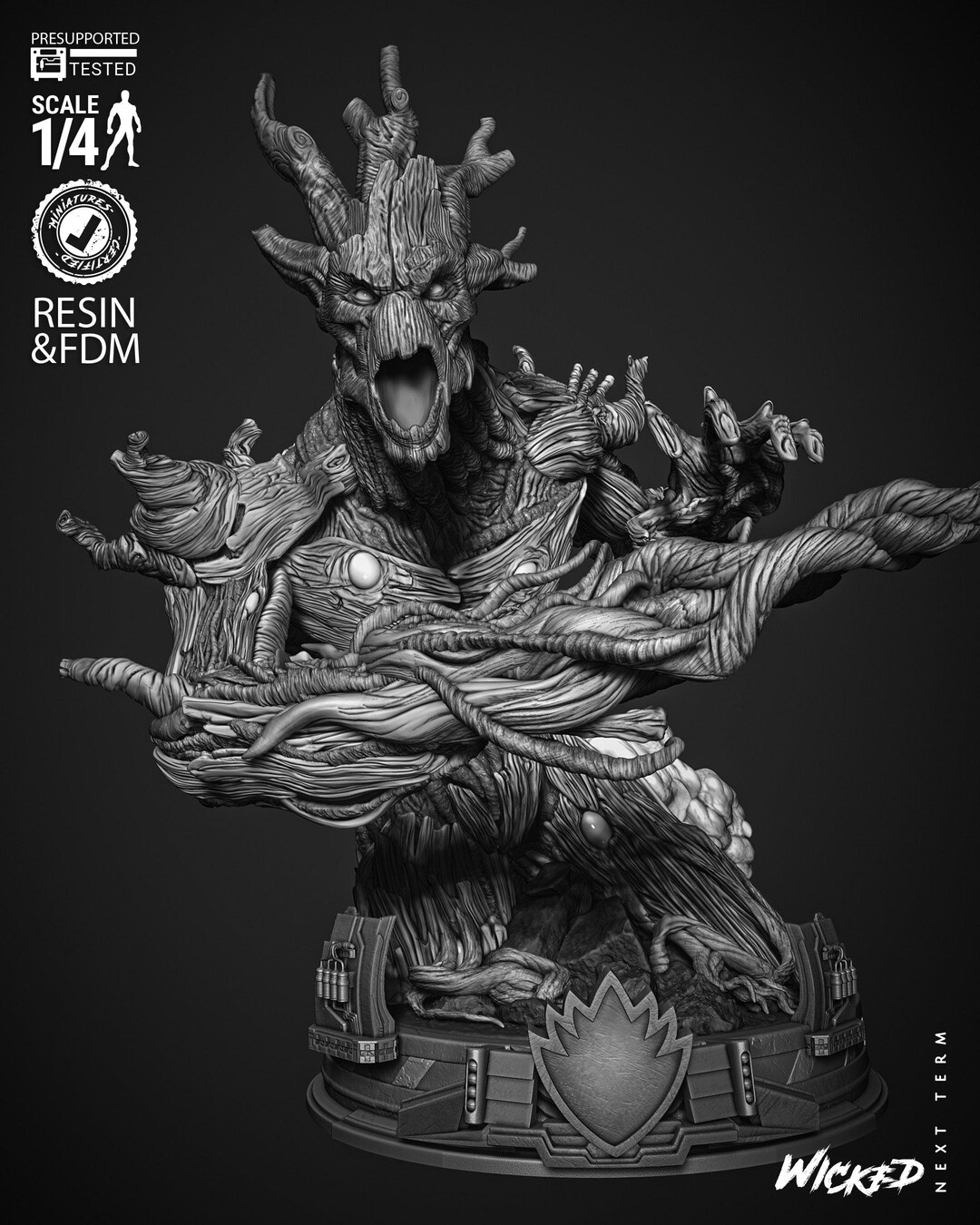 Groot bust Fan Art 3D Print Kit wick3d - Etsy