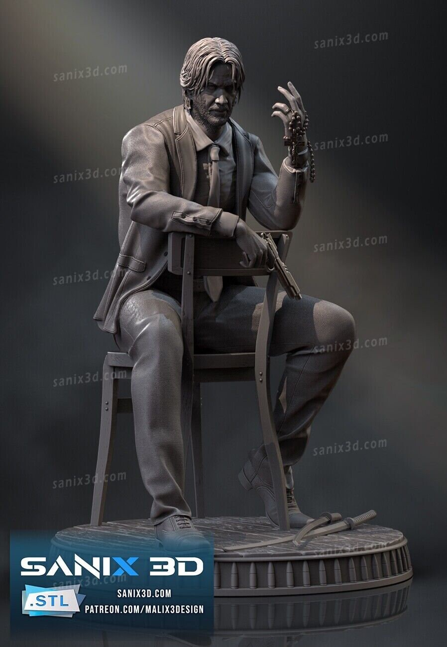 John Wick Statue 3D Printed Fan Art Sanix3d 1:12, 110 or 16 Scale - Etsy