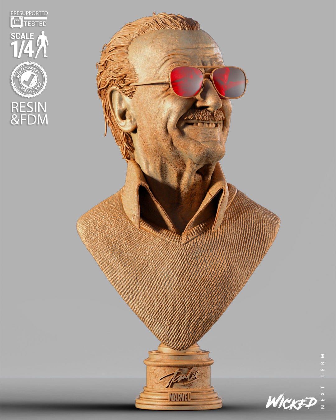 Stan Lee (portrait Bust) 3D Printed Sculpt - Scales 4 & 8 - Fan Art - Etsy
