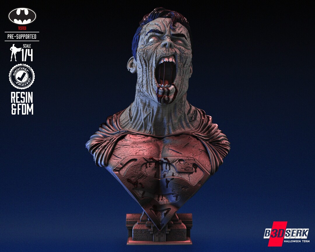 Superman Zombie (fan Art) Bust - 4 or 8 Scale (300mm or 150mm) - Etsy UK