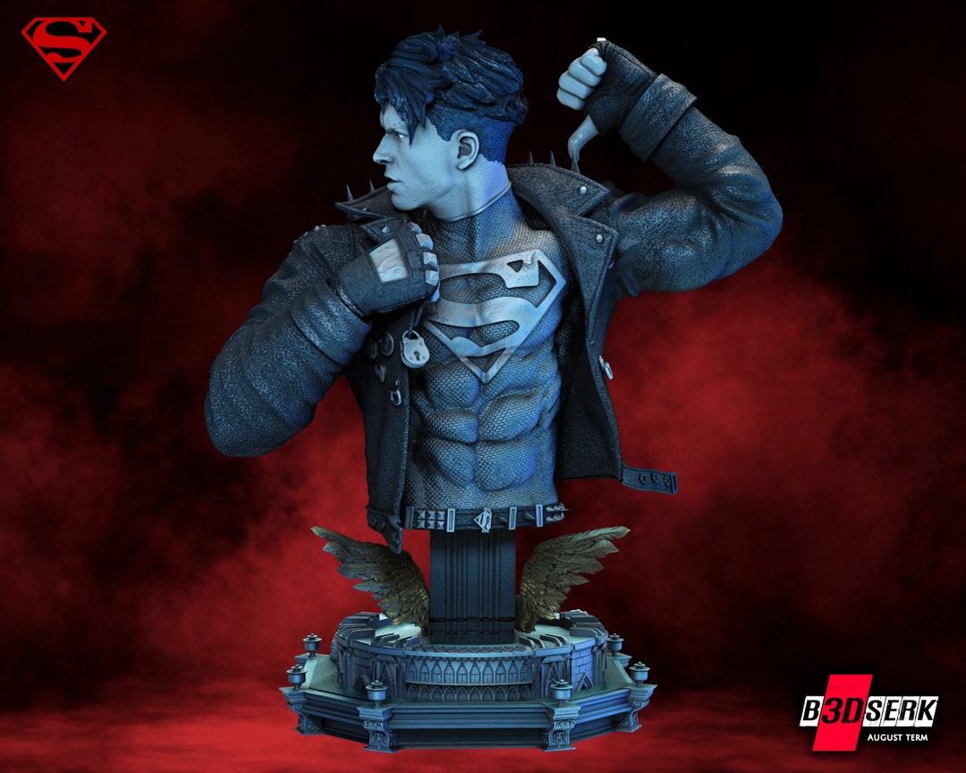 Superboy Bust fan Art Figurine 3d Resin Printed 4th and 8 Scale - Etsy