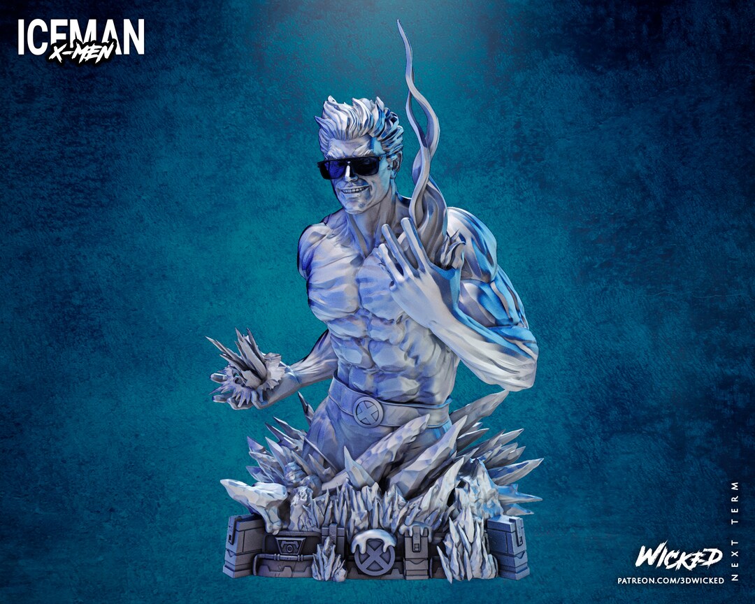 Iceman Bust marvel 3D Printed Kit 4th Scale 370mm or 8th Scale 185mm ...