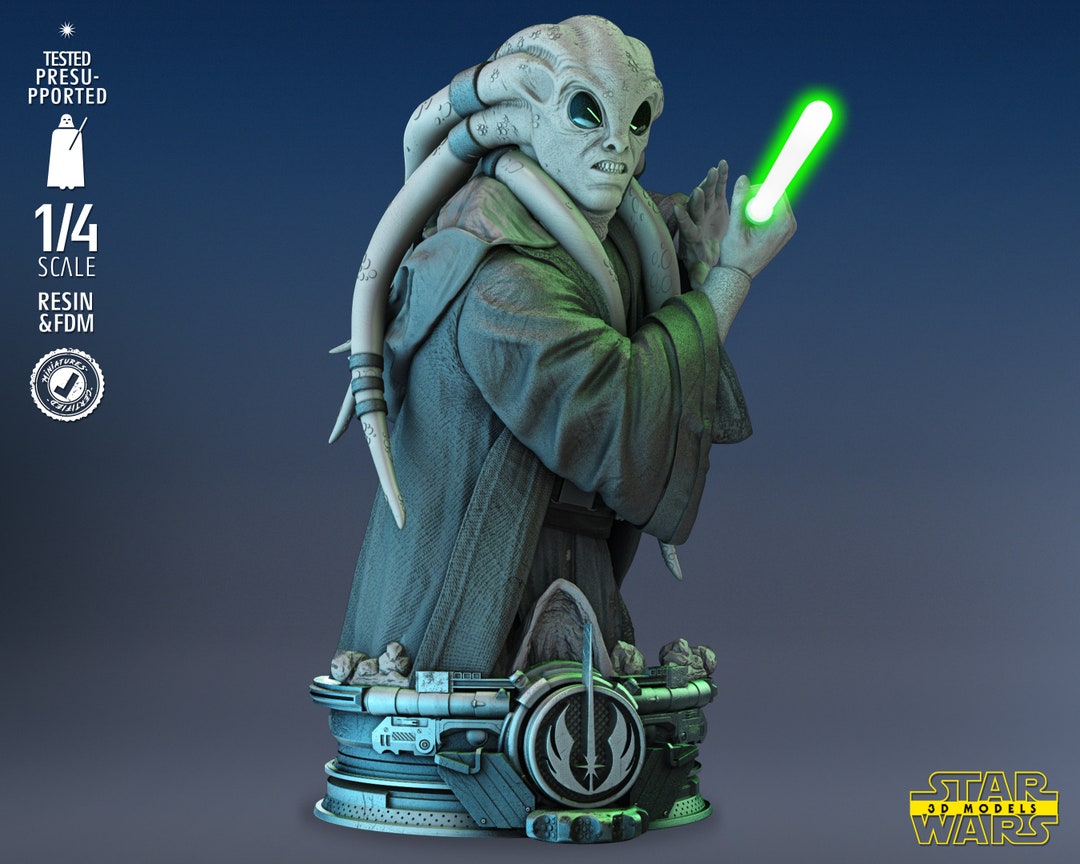 Kit Fisto Bust fan Art Star Wars 1:4 or 18 Scale 300mm or 150mm 3D ...