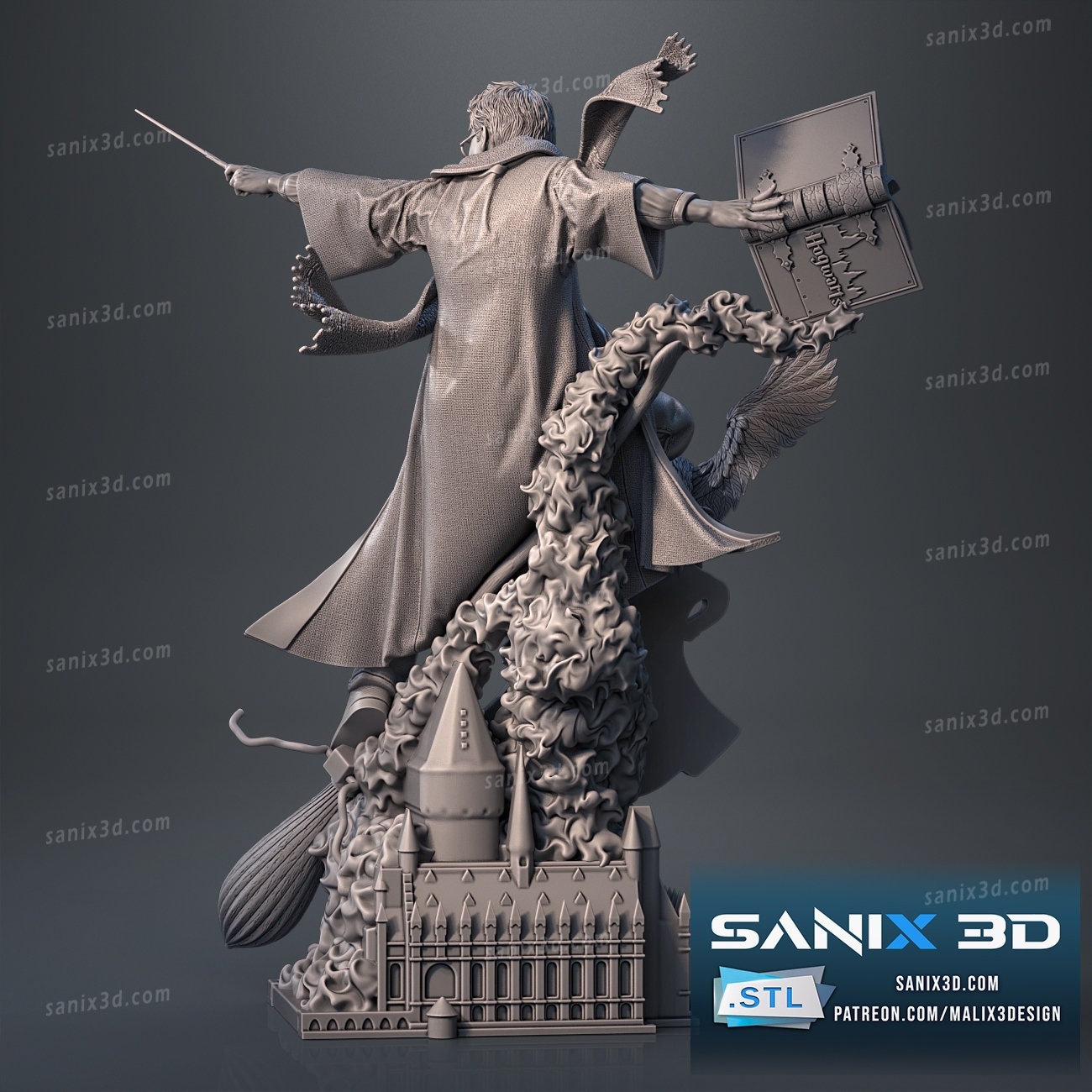 Harry Potter Statue 3D Printed Fan Art 8th, 10th, 12th or 16th Scale ...