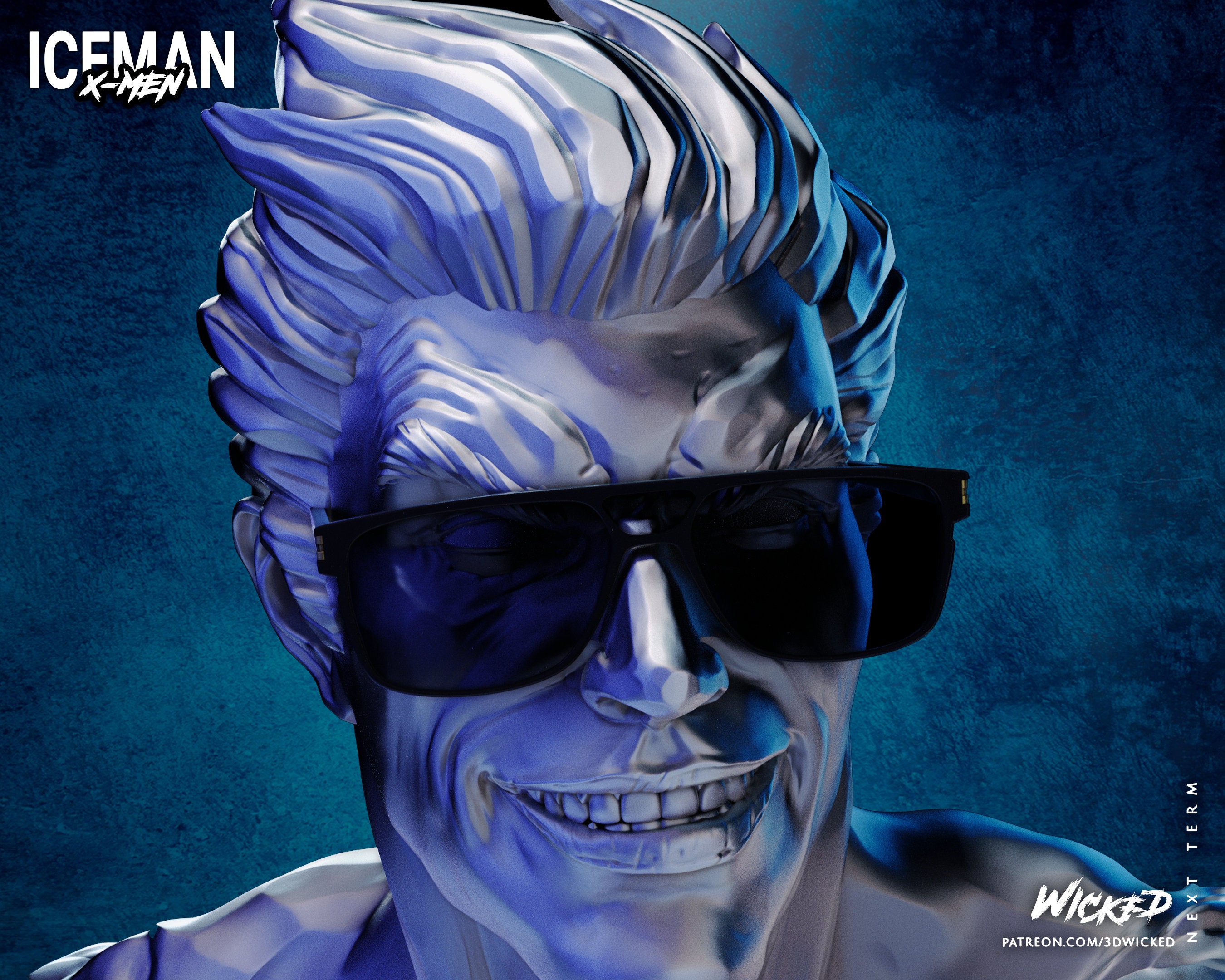 Iceman Bust marvel 3D Printed Kit 4th Scale 370mm or 8th Scale 185mm ...