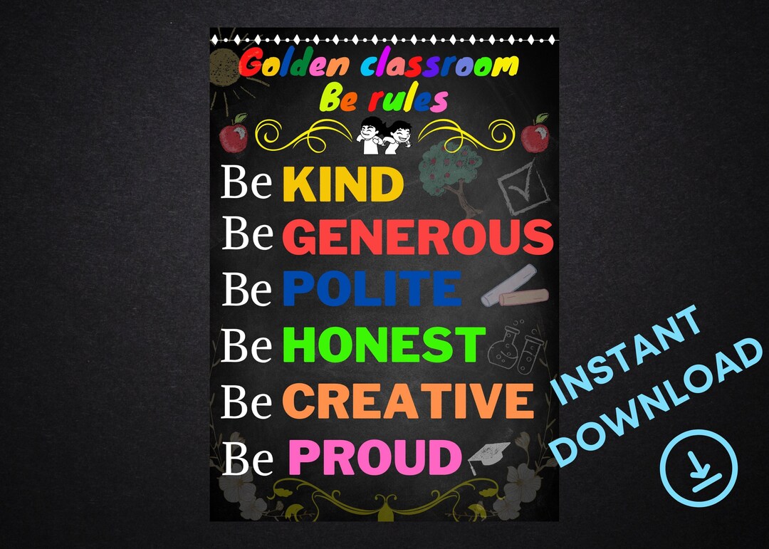 Classroom Golden Be Rules Printable, Classroom Chart, Classroom Poster ...