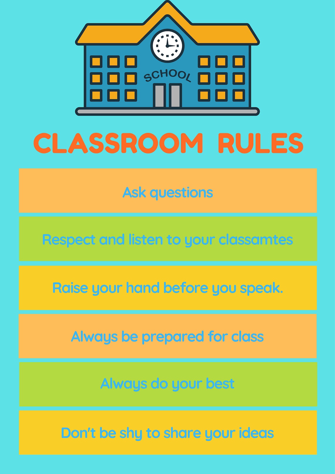 Classroom Rules Printable, Classroom Chart, Classroom Poster, Instant ...