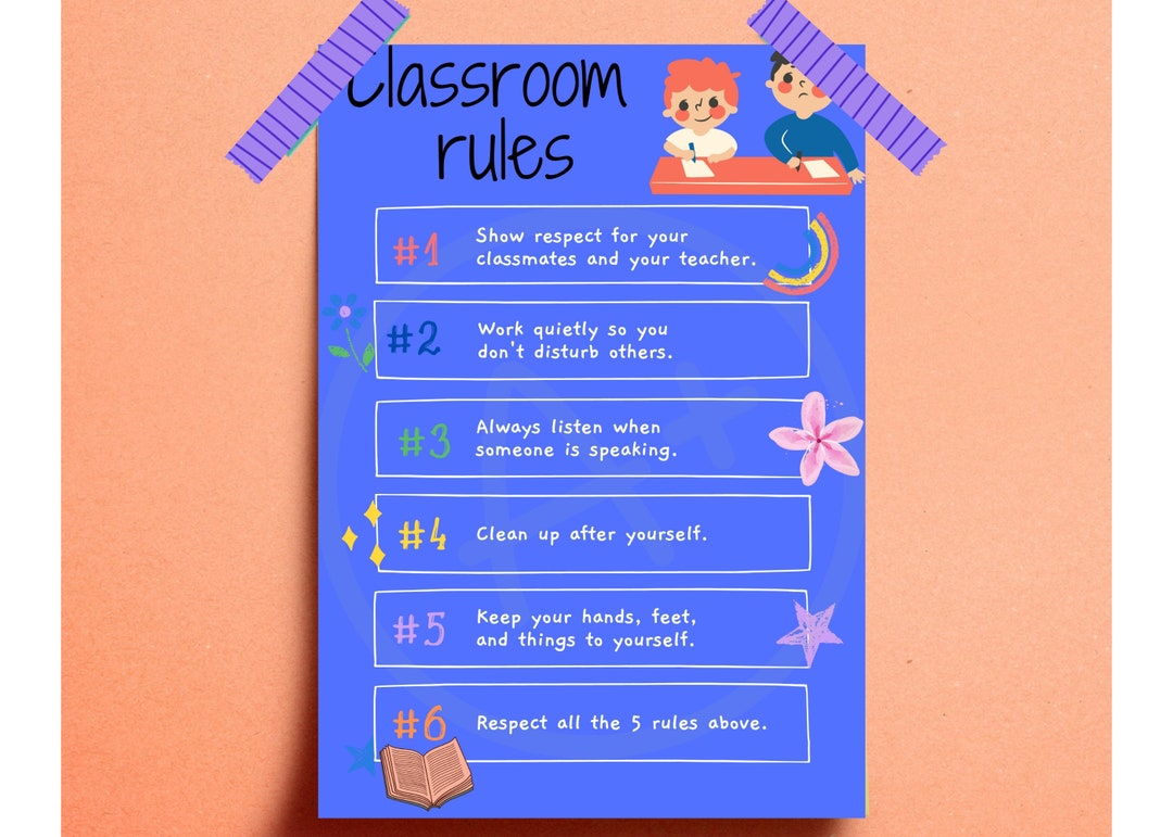 Classroom Rules Printable, Classroom Chart, Classroom Poster, Instant ...