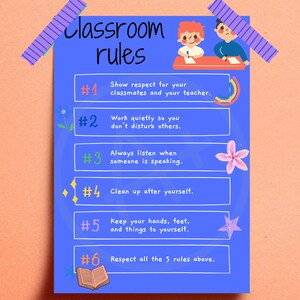 Classroom Rules Printable, Classroom Chart, Classroom Poster, Instant ...
