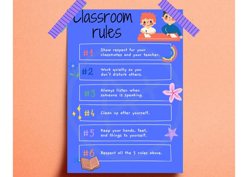 Classroom Rules Printable, Classroom Chart, Classroom Poster, Instant ...