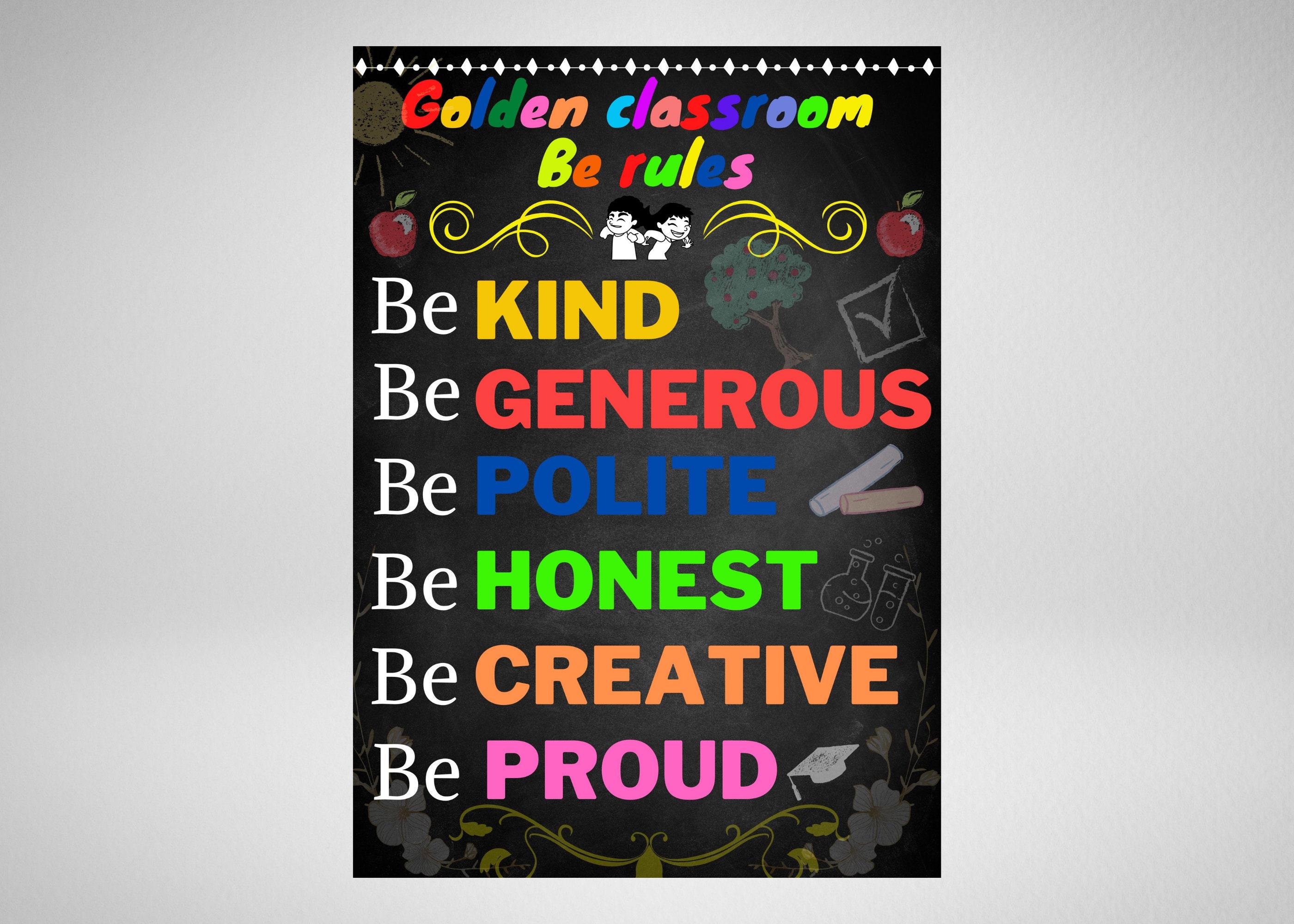 Classroom Golden Be Rules Printable, Classroom Chart, Classroom Poster ...