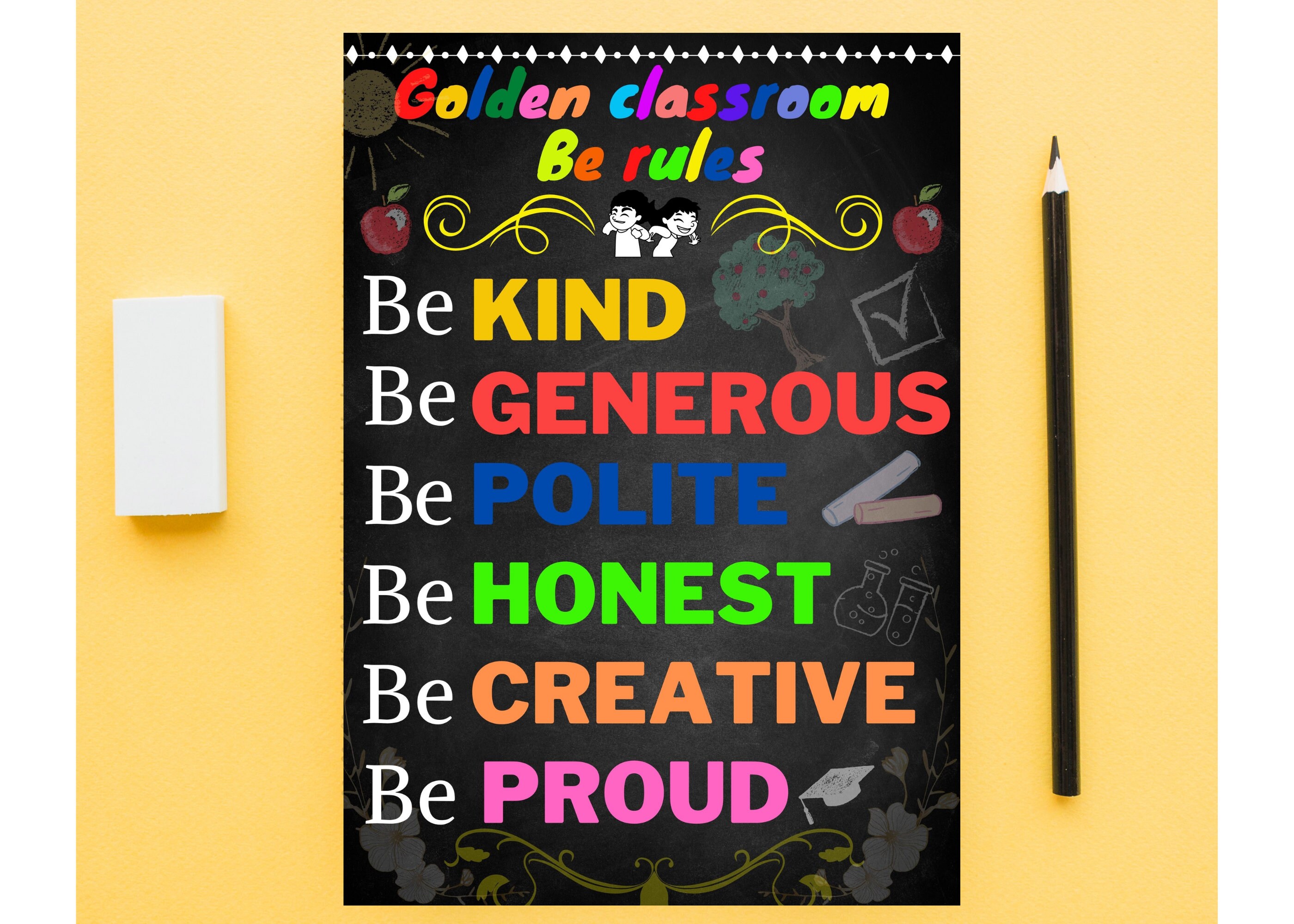 Classroom Golden Be Rules Printable, Classroom Chart, Classroom Poster ...