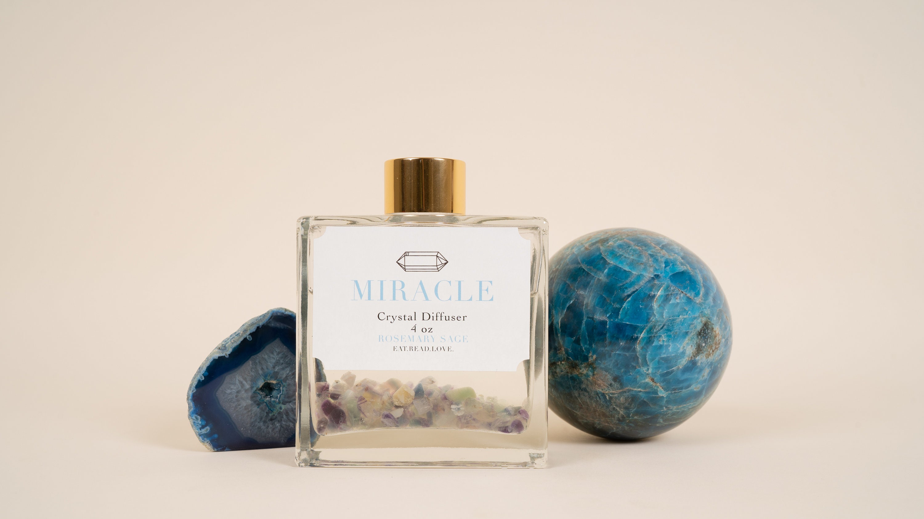 Crystal Diffuser, Miracle, Diffuser, Fluorite, Rosemary Sage, Oil ...