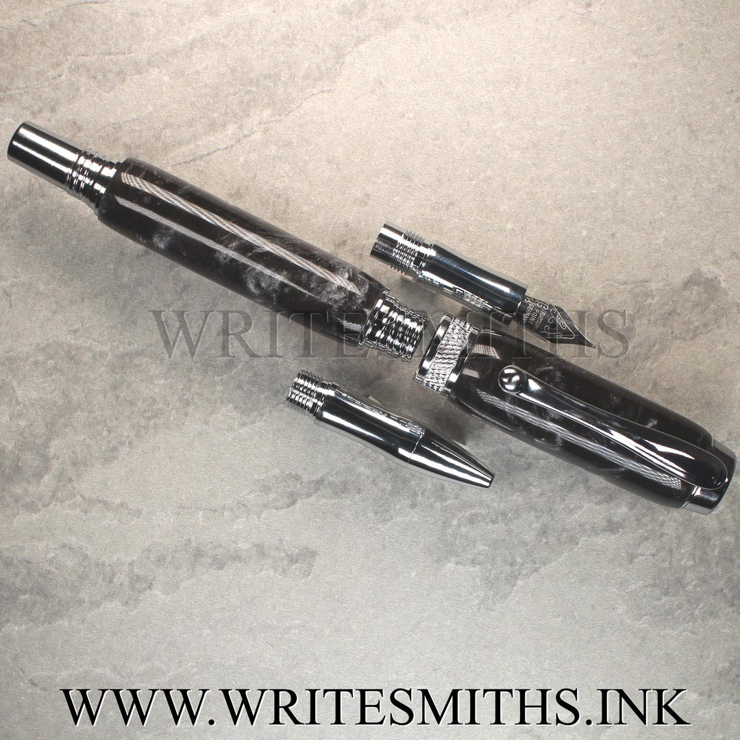 Convertible Pen, Refillable Pen, Fountain Pen, Rollerball Pen, Silver ...