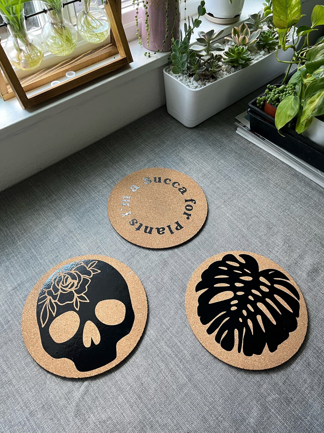 8 Plant Coasters 3 Piece Set W/various Designs - Etsy