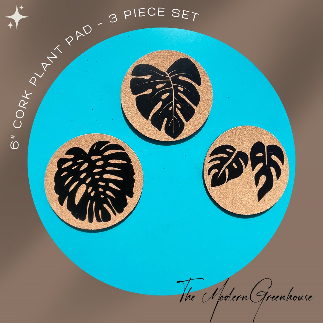 6 Plant Coaster 3 Piece Set W/monstera Leafs - Etsy