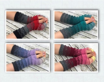 Long Knit Fingerless Gloves - Etsy