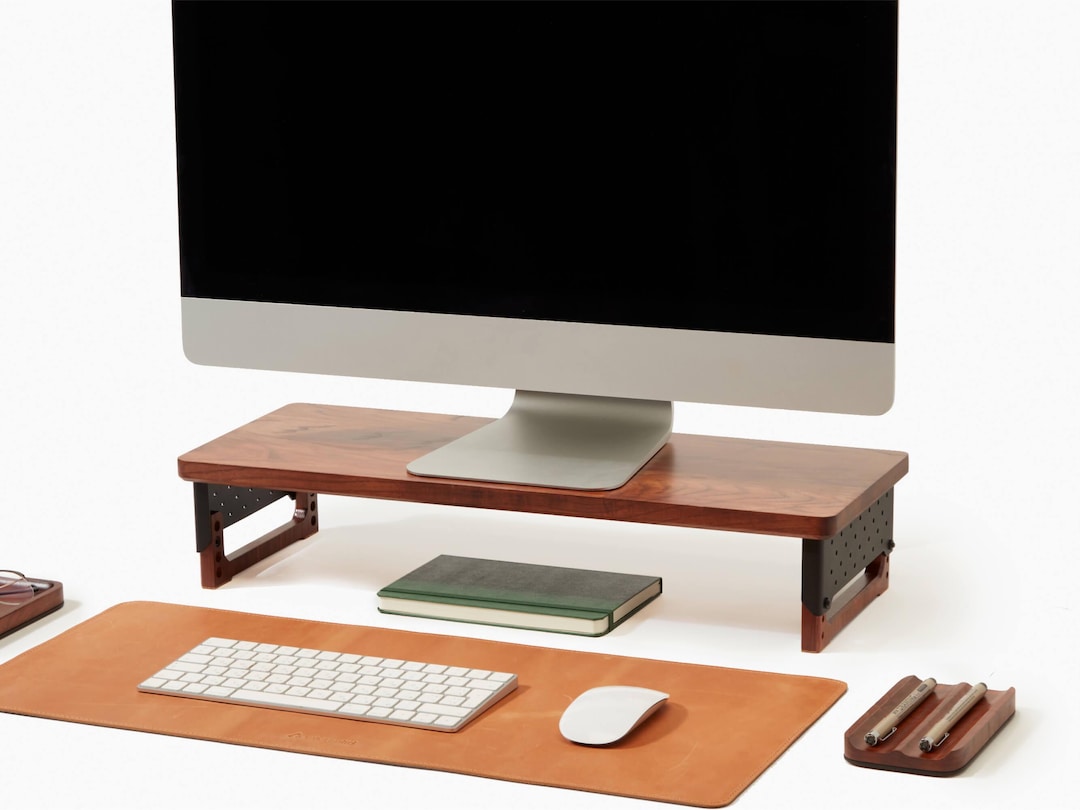Monitor Stand, Wooden Computer Riser, Dual Desk PC Stand, Monitor Riser ...