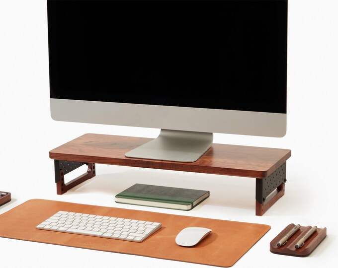 Monitor Stand, Wooden Computer Riser, Dual Desk PC Stand, Monitor Riser ...