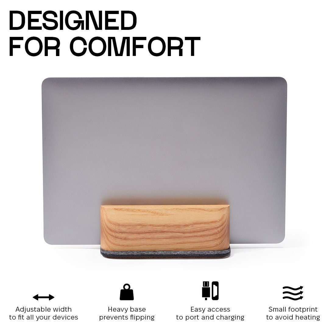 Wooden Laptop Stand, Vertical Wood Stand for Laptop or Ipad, Laptop ...