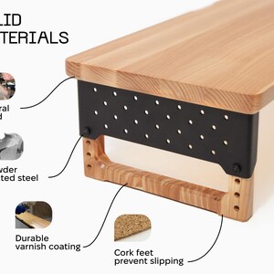 Wood Dual Monitor Stand for Desk, Wooden Monitor Riser, Wood Desk ...