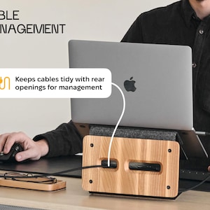 Wood Laptop Stand, Laptop Riser, Desk Laptop Holder, MacBook Stand ...
