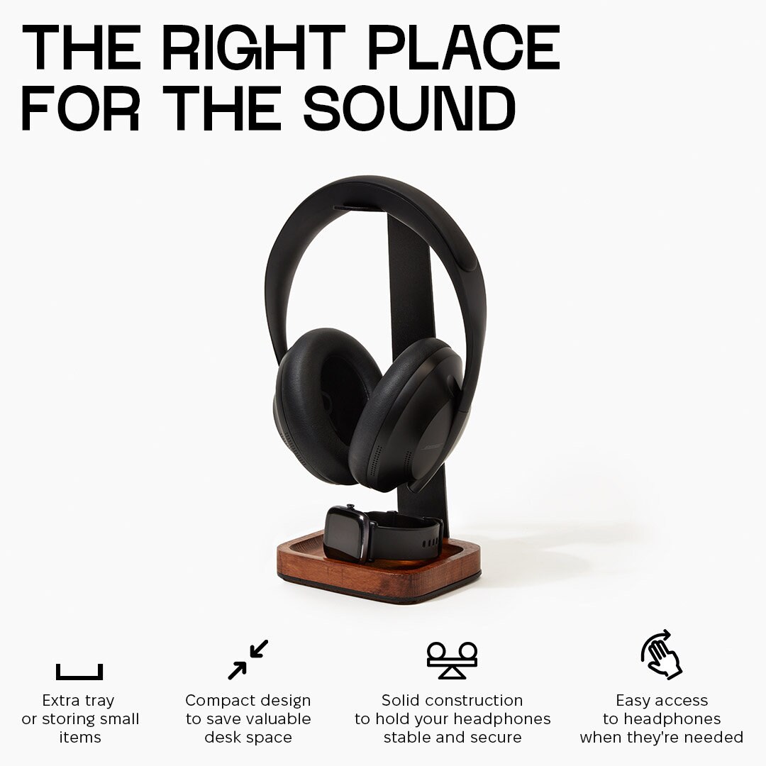 Wood Headphone Stand for Desk, Black or White Wooden Airpods Max Stand ...