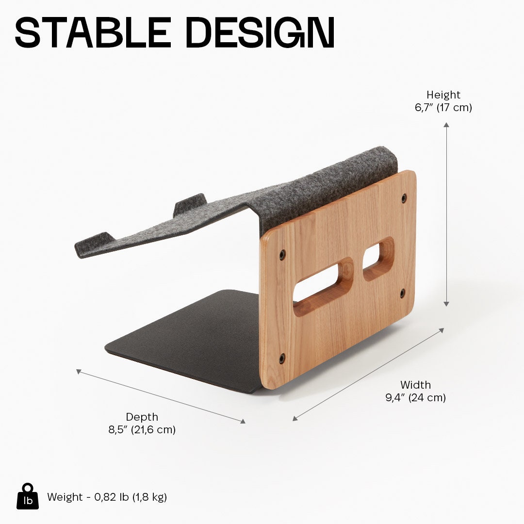 Wood Laptop Stand for Desk, MacBook Pro Stand, Organizer Your Desk With ...