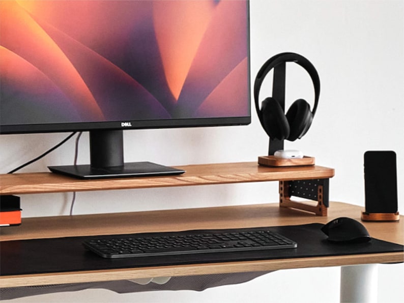 Adjustable Wood Monitor Stand - Wooden Computer Riser, Monitor Stand ...
