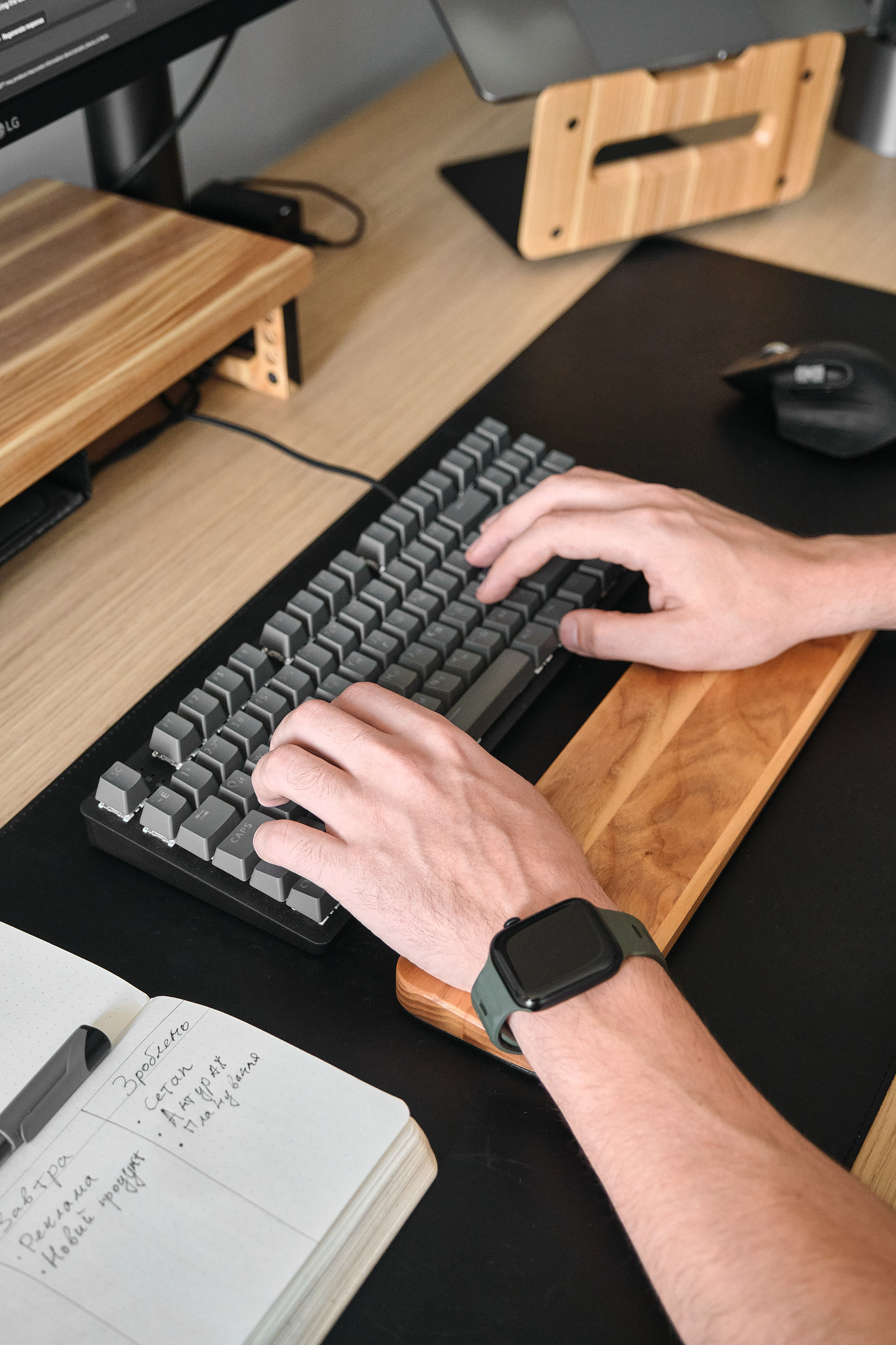 Wooden Keyboard Wrist Rest Wood Ergonomic PC and Gaming Accessories ...