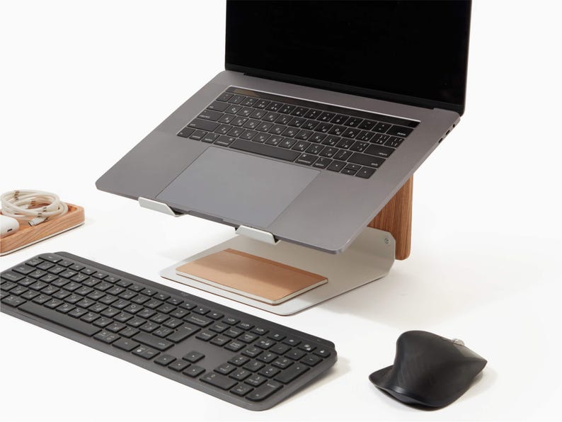Wood Laptop Stand for Desk | MacBook Pro Stand & Organizer | Wood ...