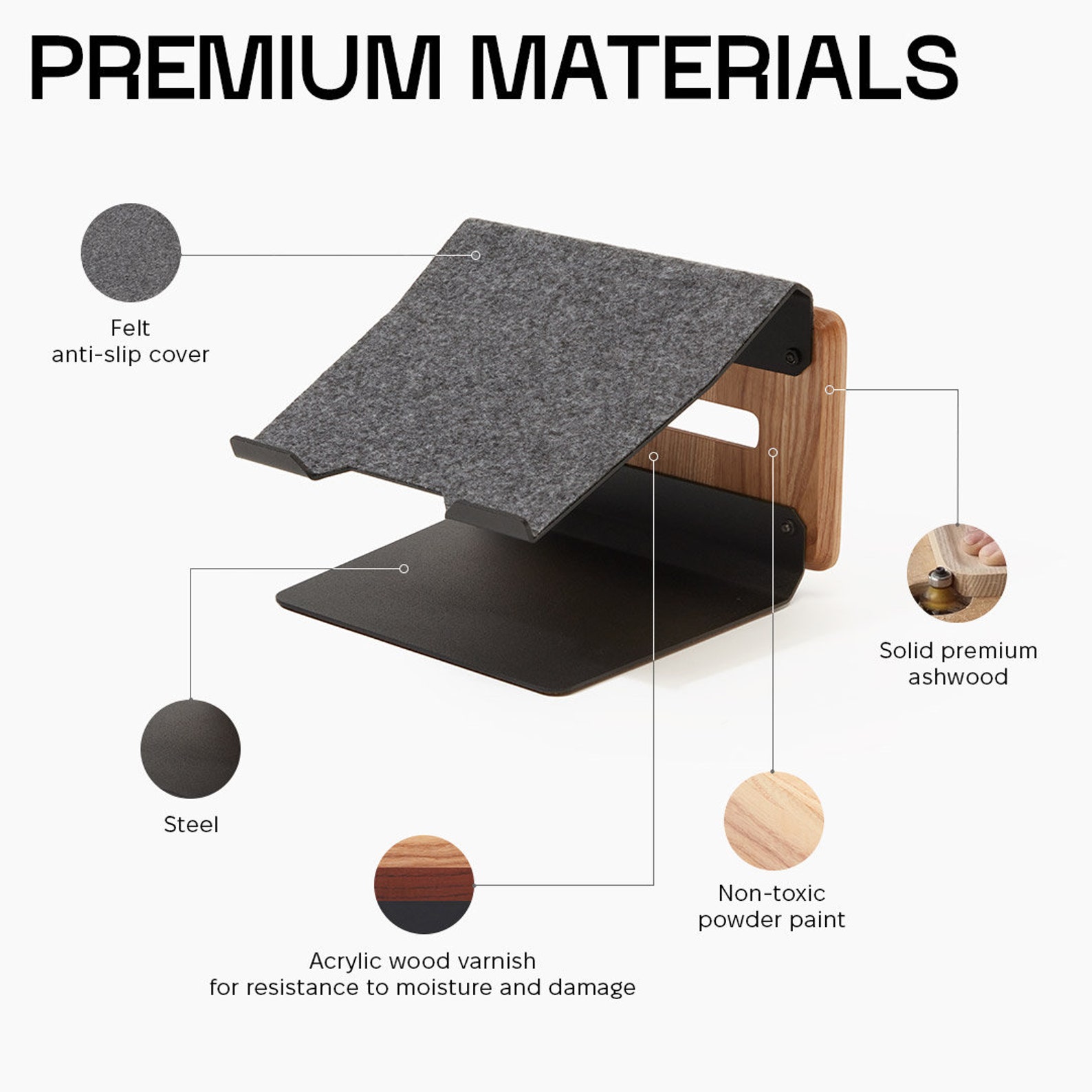 Wood Laptop Stand for Desk, MacBook Pro Stand, Organizer Your Desk With ...