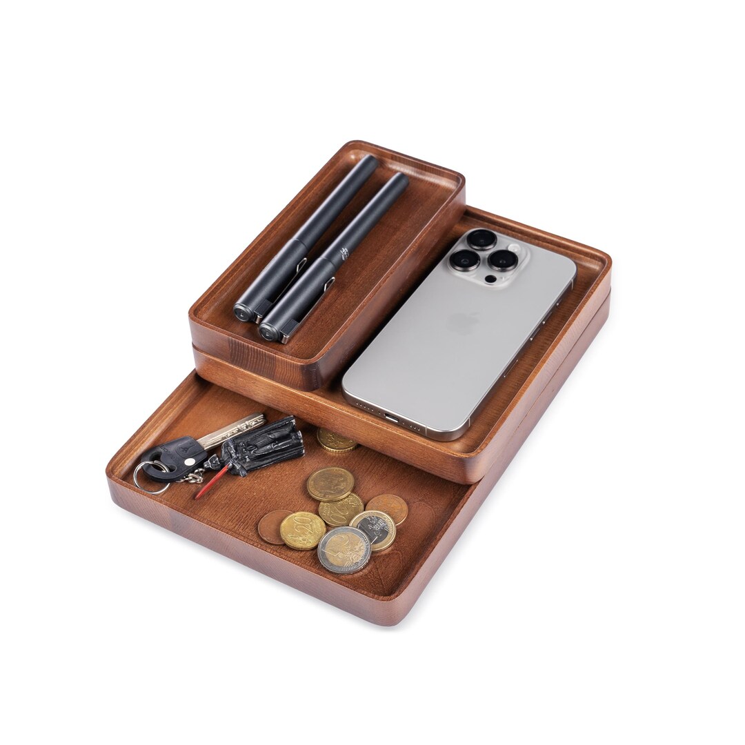 Wood Catch All Tray, Wooden Desk Organizer Tray, Bedside Table Tray ...