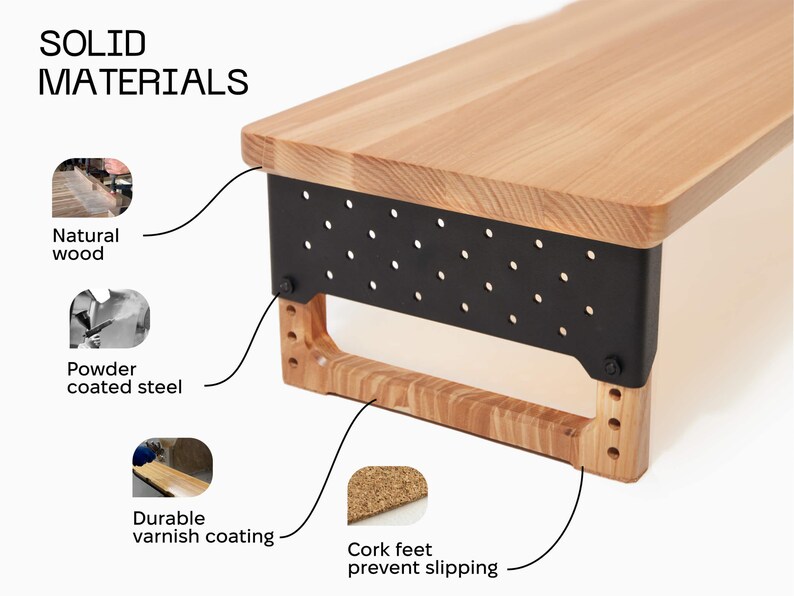 Adjustable Wood Monitor Stand - Wooden Computer Riser, Monitor Stand ...