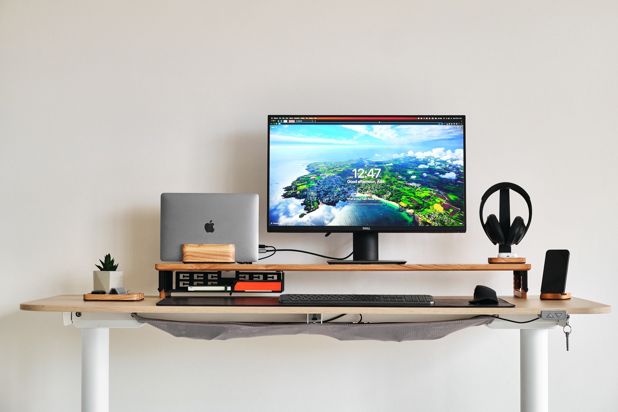 Wooden Computer Riser, Dual Desk Monitor Stand, Wood Monitor Stand ...
