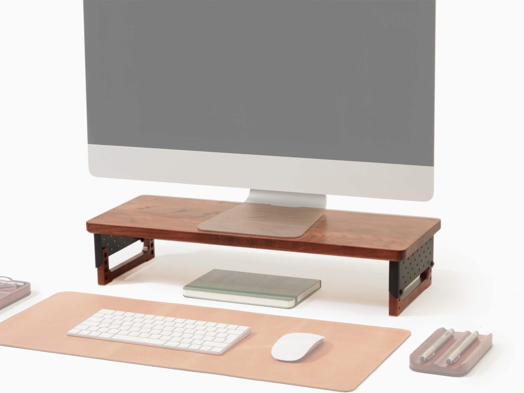 Adjustable Wood Monitor Stand - Wooden Computer Riser, Monitor Stand ...