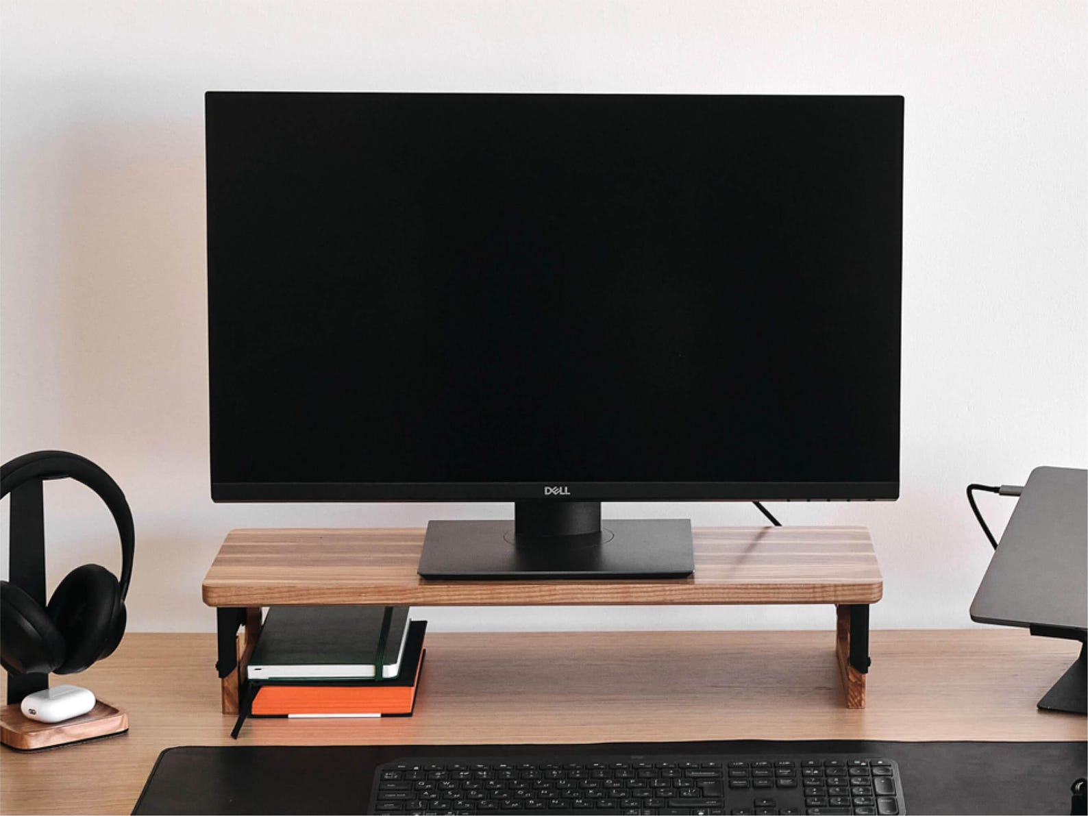 Wood Dual Monitor Stand for Desk, Wooden Monitor Riser, Wood Desk ...