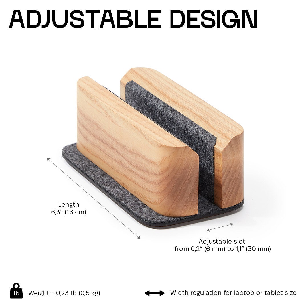 Wooden Laptop Stand, Vertical Wood Stand for Laptop or Ipad, Laptop ...