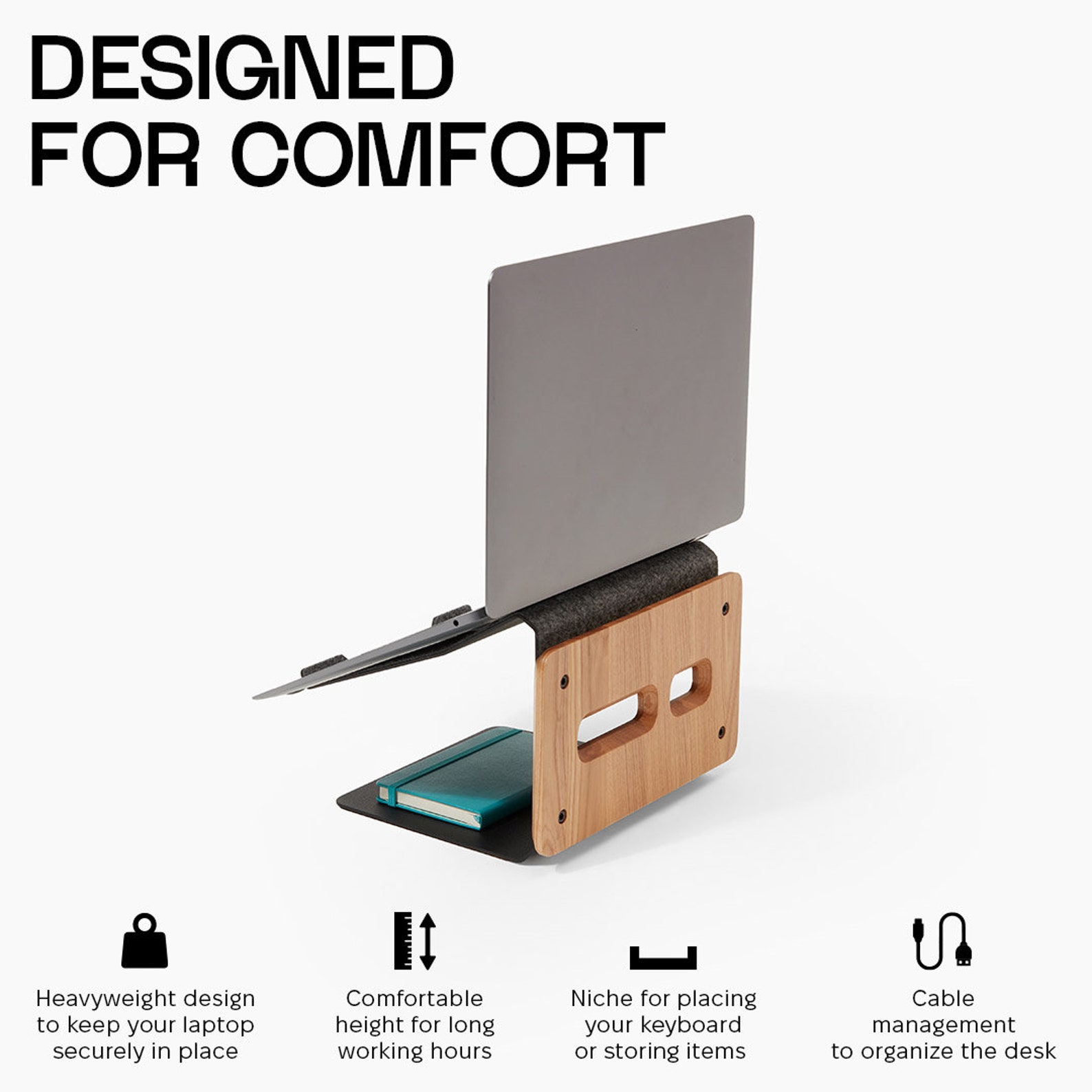 Wood Laptop Stand for Desk, MacBook Pro Stand, Organizer Your Desk With ...