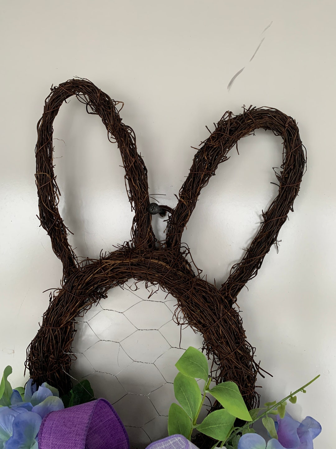 Bunny Grapevine Wreath, Easter Bunny Decor, Twig Vine With Chicken Wire ...