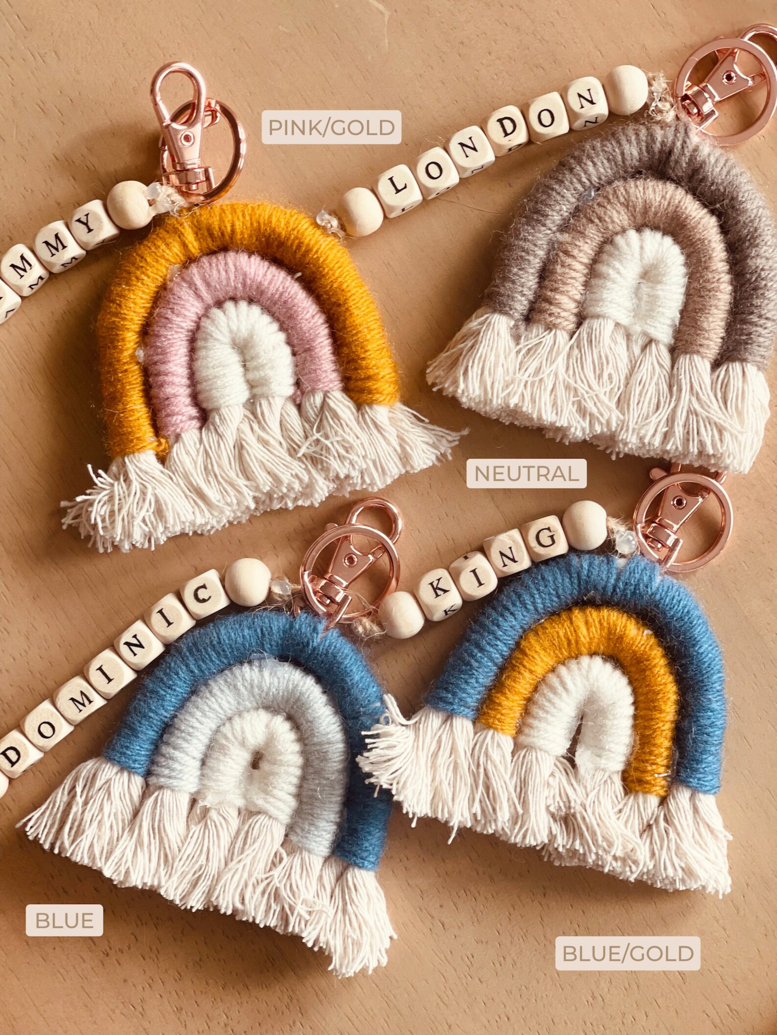 The Aloha Studio: Cute Little Macrame Rainbow Keychain - Etsy