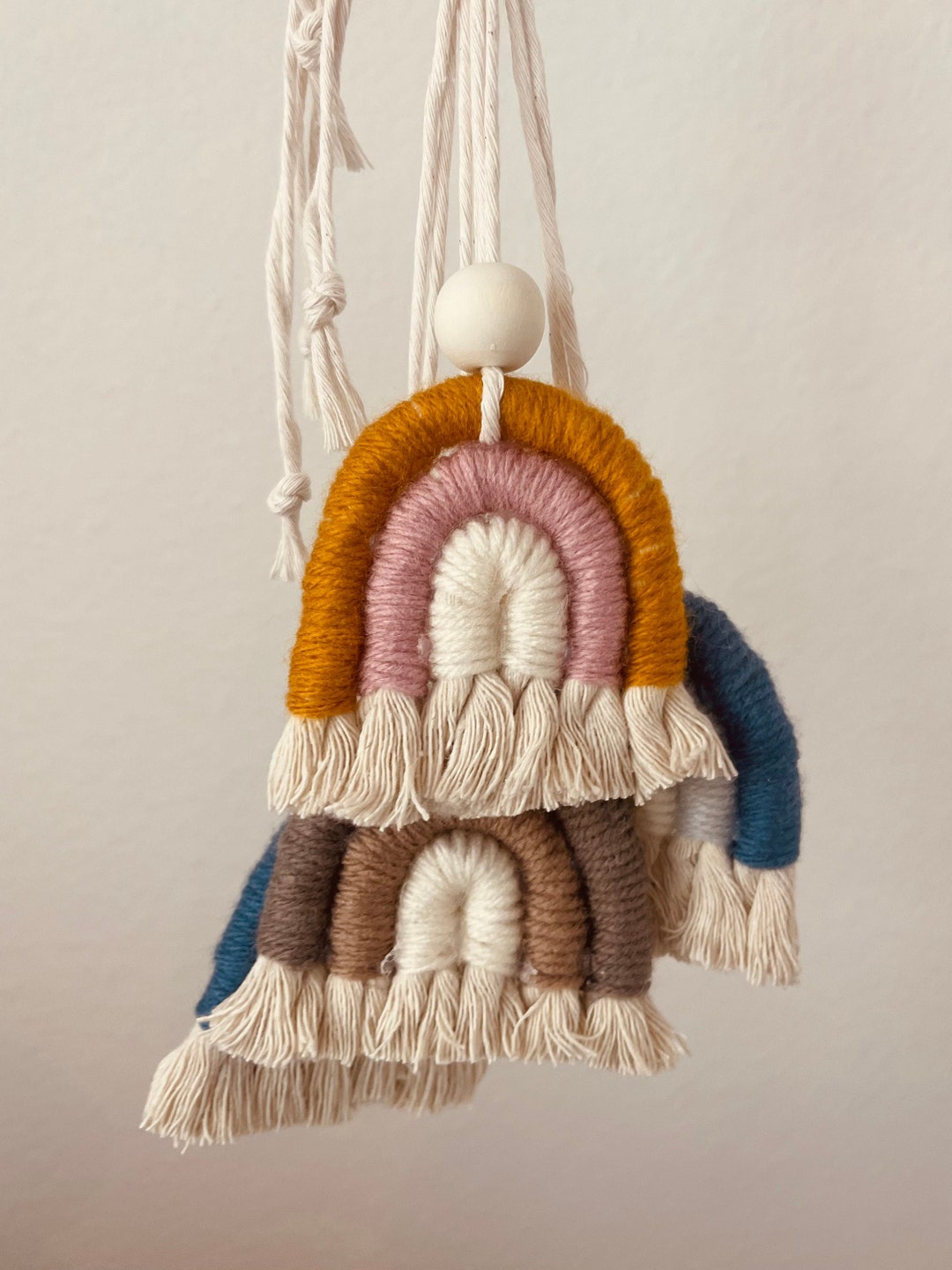 The Aloha Studio: Cute Little Macrame Rainbow Keychain - Etsy