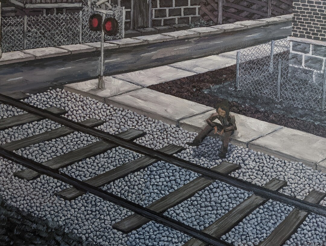 Train Tracks Railroad Southern Gothic Original Handmade Oil Painting - Etsy