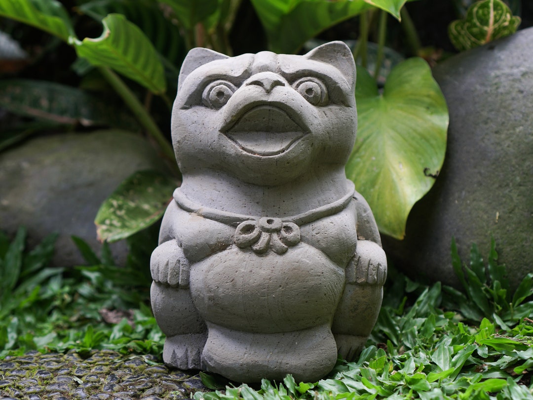 Japanese Tanuki Sculpture, Stone Sculpture, Handmade, Hand Carved, Home ...