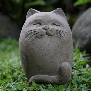Stone Cat Sculpture 7.8" Inch - 20 Cm, Cat Statue, Kitten Statue ...