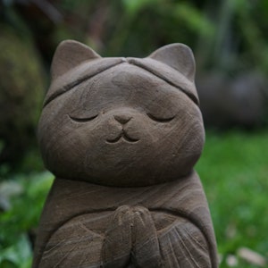 Cat Meditate 7.8" Inch / 20 Cm , Cat Jizo, Kasa Jizo, Japanese, Stone ...