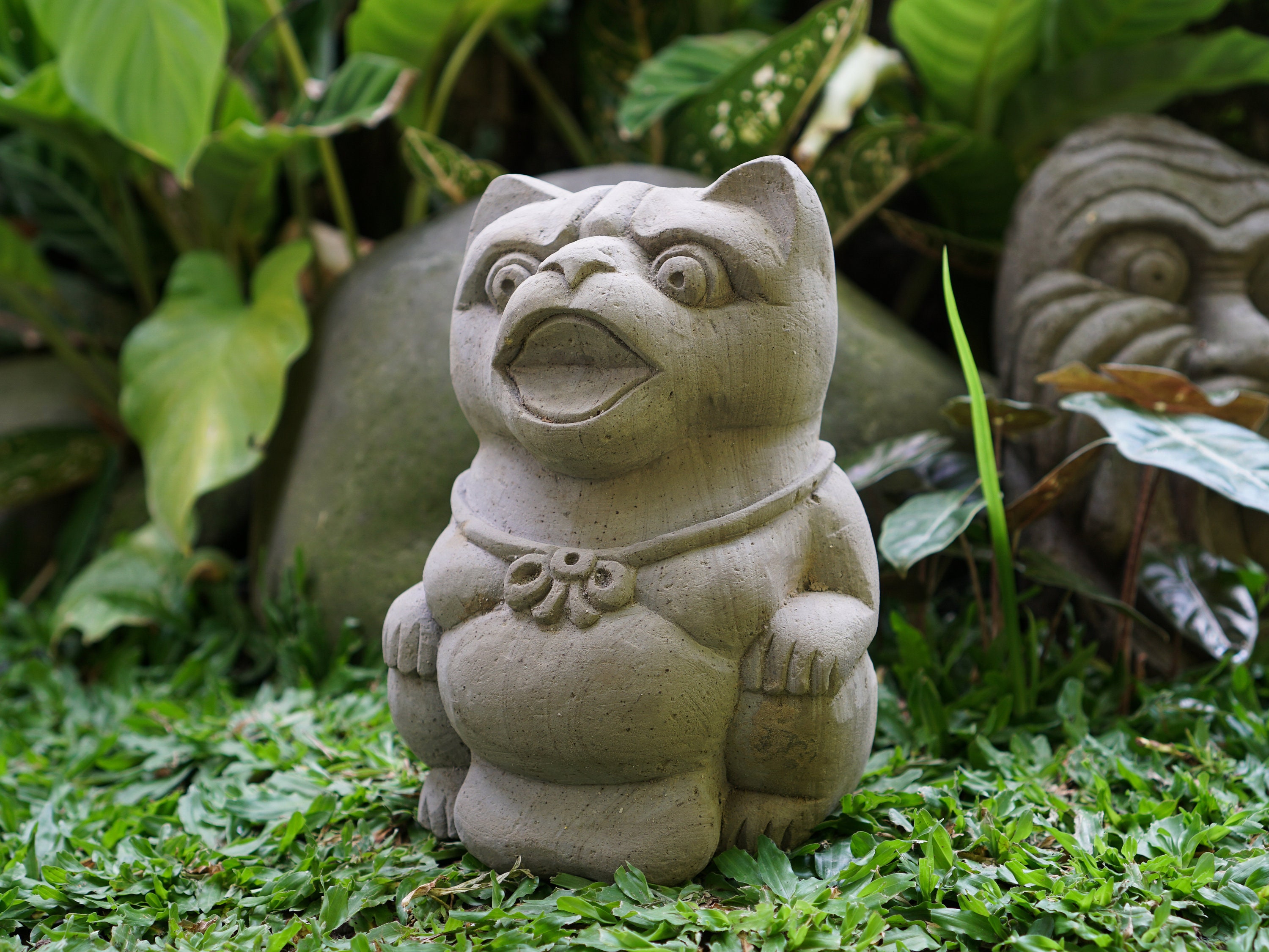 Japanese Tanuki Sculpture, Stone Sculpture, Handmade, Hand Carved, Home ...