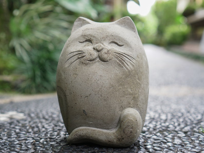 Stone Cat Sculpture 7.8 Inch 20 Cm Cat Statue Kitten - Etsy