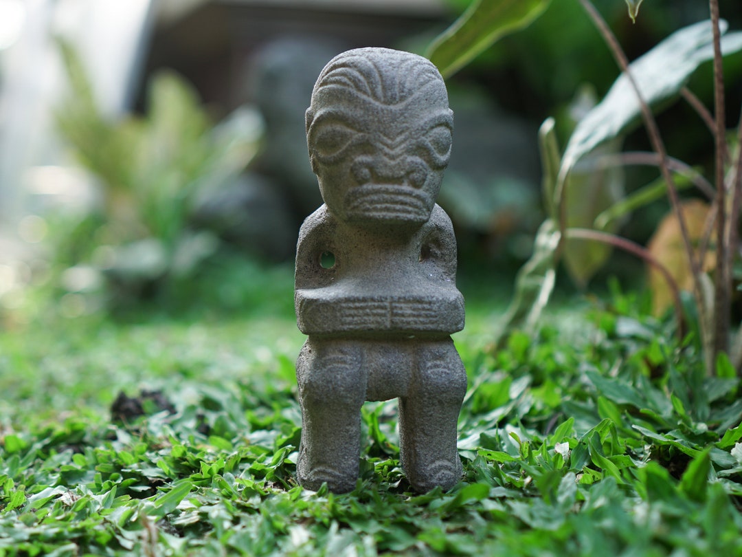 Tiki Primitive Sculpture 4.7" Inch / 12 Cm, Concrete Sculpture, Cement ...